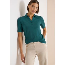 Poloshirt Cecil, Damen, Gr. L (42), jungle gr&uuml;n, Web, 100% Baumwolle, unifarben, comfort fit normal, hoch geschlossener Ausschnitt, abgesteppt, Shirts, aus reiner Baumwolle