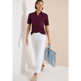 Poloshirt Cecil, Damen, Gr. L (42), sweet grape rot, Web, 100% Baumwolle, unifarben, comfort fit normal, hoch geschlossener Ausschnitt, abgesteppt, Shirts, aus reiner Baumwolle