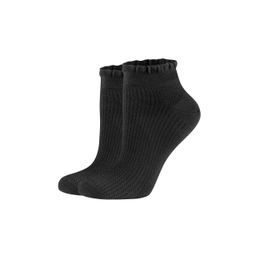 JOOP! Sneakersocken JOOP "Sneakersocken 2er Pack", Damen, Gr. 35-38, schwarz, 70% Viskose, 28% Polyamid, 2% Elasthan, Zopfmuster, Socken Sneakersocken