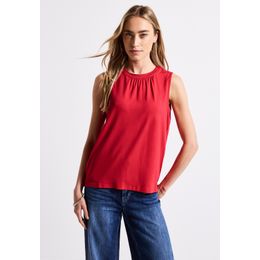 Tr&auml;gertop Street One, Damen, Gr. 46, rot (glory rot), Stoff, 95% Viskose, 5% Elasthan, unifarben, normal normal, Rundhals, abgesteppt, Tops Tr&auml;gertop, mit Schlitz im Nacken