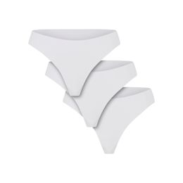 Panty Urban Classics "Urban Classics Ladies Lasercut Tanga 3-Pack", Damen, Gr. L, wei&szlig;, 80% Nylon, 20% Elasthan, unifarben, Unterhosen Panty