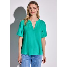 Shirtbluse Street One, Damen, Gr. 34, gr&uuml;n (atlantis gr&uuml;n), Stoff, 100% Viskose, unifarben, gerade normal, Rundhals, B&uuml;ndchen, Blusen, aus softer Viskose