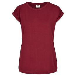 Kurzarmshirt Urban Classics "Urban Classics Damen Ladies Organic Extended Shoulder Tee", Damen, Gr. S, burgundy, 100% Baumwolle, unifarben, loose fit, Rundhals, Shirts