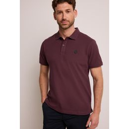 Poloshirt Street One MEN, Herren, Gr. L (42), burnt crimson rot, Web, 95% Baumwolle, 5% Elasthan, unifarben, normal normal, hoch geschlossener Ausschnitt, B&uuml;ndchen, Shirts, aus Baumwolle mit Stretchante