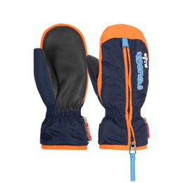 F&auml;ustlinge Reusch "Ben Mitten", Kinder, Gr. 2, orange (orange, blau), 70% Polyester, 30% Polyurethan, unifarben, Handschuhe F&auml;ustlinge, mit praktischem Rei&szlig;verschluss