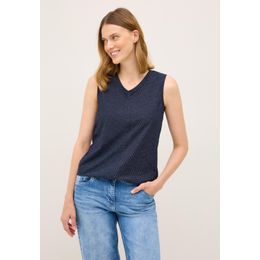 Tanktop Cecil, Damen, Gr. S38, blau (urban navy blau), Web, 100% Baumwolle, gestreift, normal normal, V-Ausschnitt, abgesteppt, Tops Tanktop, aus reiner Baumwolle
