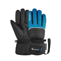 Skihandschuhe Reusch "Teddy GORE-TEX", M&auml;dchen, Gr. 4,5, blau (blau, schwarz), 95% Polyester, 5% Polyurethan, mehrfarbig, Handschuhe, mit wasserdichter Funktionsmembran