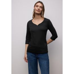 3/4-Arm-Shirt Street One, Damen, Gr. 38, schwarz, Web, Obermaterial: 50% Baumwolle, 50% Modal; Futter: 100% Baumwolle, unifarben, normal normal, Rundhals, abgesteppt, Shirts 3/4-Arm-Shirt, Jersey