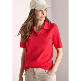 Poloshirt Cecil, Damen, Gr. L (42), glazed apple rot, Web, 100% Baumwolle, unifarben, comfort fit normal, hoch geschlossener Ausschnitt, abgesteppt, Shirts, in Unifarbe
