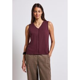 Spitzentop Street One, Damen, Gr. 34, rot (schwarz cherry rot), Jersey, 95% Viskose, 5% Elasthan, unifarben, normal normal, V-Ausschnitt, Spitze, Tops Spitzentop, mit V-Ausschnitt