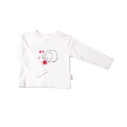 Langarmshirt Liliput "Cream Elefant", M&auml;dchen, Gr. 62/68, beige (ecru), 100% Baumwolle, bedruckt, Rundhals, Shirts Langarmshirt, mit Druckkn&ouml;pfen auf der Schulter