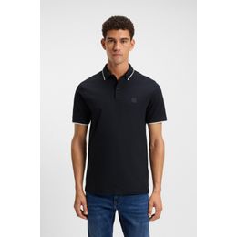 Poloshirt BOSS Orange "Passertip", Herren, Gr. M, blau (404_schwarz_blau), Piqu&eacute;, Obermaterial: 95% Baumwolle, 5% Elasthan, unifarben, slim fit h&uuml;ftbedeckend, V-Ausschnitt, eingesetzt B&uuml;ndchen, Shirts, mit BOSS Logo-Badge
