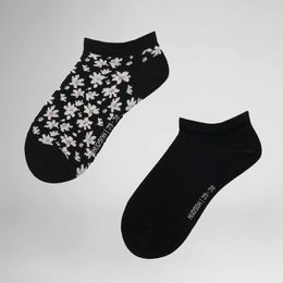 Sneakersocken Hudson "Sneaker Daisy 2-Pack", Damen, Gr. 39-42, schwarz (schwarz 0005), Obermaterial: 70% Baumwolle CO. 28% Polyamid PA. 2% Elasthan EL., Socken Sneakersocken