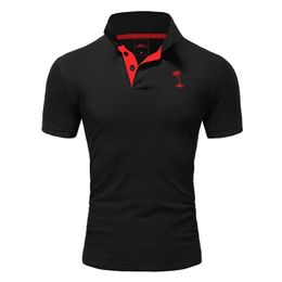 Poloshirt behype "PALMSON", Herren, Gr. L, schwarz (schwarz, rot), 100% Baumwolle, unifarben, Shirts, mit kontrastfarbigen Details