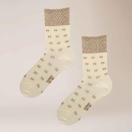 Socken Kunert "Socke Business Dots", Damen, Gr. 35-38, beige (night, beige 1539), Obermaterial: 46% Baumwolle CO. 31% Wolle WO. 21% Polyamid PA. 2% Elasthan EL., Socken Socken