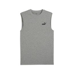 T-Shirt Puma "Essentials No. 1 Logo &Auml;rmelloses T-Shirt Herren", Herren, Gr. L, medium gray heather, Obermaterial: 100% Baumwolle. Rippe: 20% Polyester, 80% Baumwolle, clean, regular fit, Rundhals, Shirts T-Shirt