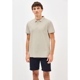 Poloshirt Street One MEN, Herren, Gr. XL (44), beige (basic beige), Web, 100% Baumwolle, unifarben, gerade normal, hoch geschlossener Ausschnitt, B&uuml;ndchen, Shirts, aus reiner Baumwolle