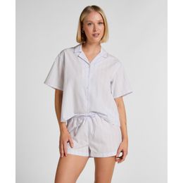 Hunkem&ouml;ller Pyjama HUNKEM&Ouml;LLER "Gestreifte Baumwollshorts", Damen, Gr. M, lila, 100% Baumwolle, Homewear-Sets Pyjama