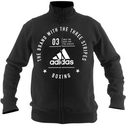 Sweatjacke adidas Performance "Community Jacket &ldquo;Boxing&rdquo;" Gr. S, schwarz-wei&szlig; (schwarz, wei&szlig;), Sweatjacken, Damen, S, Obermaterial: 100% Baumwolle, Sweatjacke