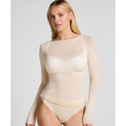 Hunkem&ouml;ller Pyjama HUNKEM&Ouml;LLER "super soft Boatneck shirt with Cashmere", Damen, Gr. L, wei&szlig;, 85% Modal, 10% Kaschmirwolle, 5% Elasthan, Homewear-Sets Pyjama