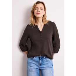 Tunikashirt Street One, Damen, Gr. 34, espresso braun, Web, 100% Baumwolle, unifarben, comfort fit normal, Rundhals, elastischer Bund, Shirts, mit 3/4 &Auml;rmeln