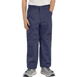 Softshellhose Jack Wolfskin "SAFARI ZIP OFF PANTS K", M&auml;dchen, Gr. 116, N-Gr, blau (night blau), Obermaterial: 100% Polyamid, Hosen Softshellhose, schnelltrocknend