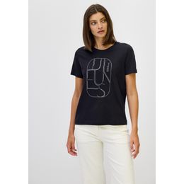 T-Shirt Cecil, Damen, Gr. XS (36), blau (urban dunkelblau), Web, 100% Baumwolle, bedruckt, normal normal, Rundhals, abgesteppt, Shirts T-Shirt, Feel Good Fit