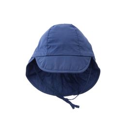 Strickm&uuml;tze Liliput "marine", Baby, Gr. 6, blau (dunkelblau), 100% Baumwolle, unifarben, M&uuml;tzen Strickm&uuml;tze, mit praktischem Nackenschutz