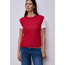Tr&auml;gertop Street One, Damen, Gr. 38, salsa rot, Stoff, 49% Polyester, 41% Baumwolle, 10% Viskose, unifarben, normal normal, Rundhals, B&uuml;ndchen, Tops Tr&auml;gertop, Rundhalsausschnitt