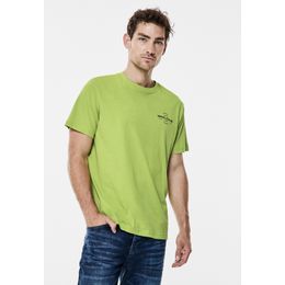 T-Shirt Street One MEN, Damen, Gr. L (42), gr&uuml;n (light lime gr&uuml;n), Web, 100% Baumwolle, bedruckt, gerade normal, Rundhals, B&uuml;ndchen, Shirts T-Shirt, aus reiner Baumwolle