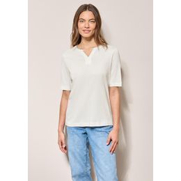 T-Shirt Cecil, Damen, Gr. XL (44), wei&szlig; (vanillewei&szlig;), Web, 50% Modal, 50% Baumwolle, unifarben, gerade normal, Rundhals, B&uuml;ndchen, Shirts T-Shirt, im soften Baumwoll-Mix