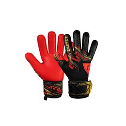 Torwarthandschuhe Reusch "Attrakt Silver", Damen, Gr. 10, schwarz (schwarz, rot), 34% Polyester, 25% Elastodien, 4% Lederimitat, mehrfarbig, Handschuhe, mit maximalem Grip