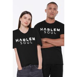 Rundhalsshirt Harlem Soul, Damen, Gr. L, schwarz, Single Jersey, Material: 100% Baumwolle, bedruckt, regular fit normal, Rundhals, eingesetzt gerader Abschluss, Shirts Rundhalsshirt, aus Baumwolle