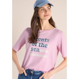 T-Shirt Cecil, Damen, Gr. L (42), light blush rose, Web, 50% Modal, 50% Baumwolle, bedruckt, comfort fit normal, U-Boot-Ausschnitt, abgesteppt, Shirts T-Shirt, mit U-Boot-Ausschnitt