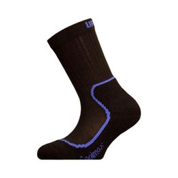 Socken UphillSport "KEVO JR", Damen, Gr. 28-30, schwarz (schwarz, blau), 40% Polyester, 28% Wolle, 20% Polypropylen, 11% Polyamid, 1% Elasthan, unifarben, Socken Socken, mit mehrlagiger Struktur und Coolmax