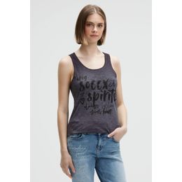 Tanktop SOCCX, Damen, Gr. L, charcoal mist, Single Jersey, Material: 100% Baumwolle, Glitzermuster, bedruckt, slim fit normal, Rundhals, Tops Tanktop, aus Baumwolle