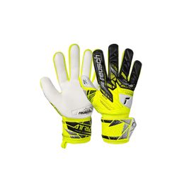 Torwarthandschuhe Reusch "Attrakt Grip", Damen, Gr. 10, bunt (silberfarben, gelb), 34% Polyester, 5% Polyurethan, 1% Baumwolle, mehrfarbig, Handschuhe, mit Negative Cut