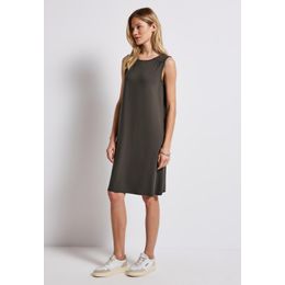 Sommerkleid Street One, Damen, Gr. 40, EURO-Gr&ouml;&szlig;en, braun (nomad braun), Stoff, 95% Viskose, 5% Elasthan, unifarben, normal knieumspielend, Rundhals, abgesteppt, Kleider Sommerkleid, aus Viskose