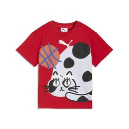 T-Shirt Puma "Sporty Cats Relaxed Graphic T-Shirt Kinder", M&auml;dchen, Gr. 104, for all time rot, Obermaterial: 100% Baumwolle. Rippe: 80% Baumwolle, 20% Polyester, bedruckt, relaxed fit, Rundhals, Shirts T-Shirt
