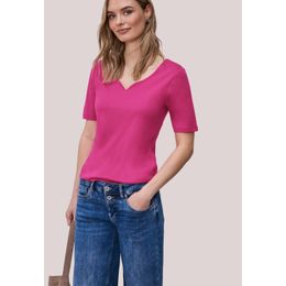 T-Shirt Street One, Damen, Gr. 34, magenta dream, Web, 50% Baumwolle, 50% Modal, unifarben, normal normal, Rundhals, abgesteppt, Shirts T-Shirt, Jersey
