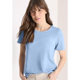 T-Shirt Cecil, Damen, Gr. L (42), universal blau, light sky blau, Web, 50% Baumwolle, 50% Modal, unifarben, comfort fit normal, Rundhals, abgesteppt, Shirts T-Shirt, im Basic-Style
