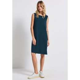 Sommerkleid Street One, Damen, Gr. 42, EURO-Gr&ouml;&szlig;en, blau (tide blau), Stoff, 95% Viskose, 5% Elasthan, unifarben, normal knieumspielend, Rundhals, abgesteppt, Kleider Sommerkleid, aus Viskose