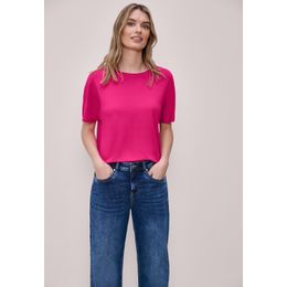 T-Shirt Street One, Damen, Gr. 34, magenta dream, Web, 95% Viskose, 5% Elasthan, unifarben, normal normal, Rundhals, abgesteppt, Shirts T-Shirt, Rundhalsausschnitt