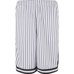 Shorts Urban Classics "Urban Classics Herren Striped Mesh Shorts", Herren, Gr. S, US-Gr&ouml;&szlig;en, wei&szlig;, schwarz, 100% Polyester, gestreift, loose fit, Hosen Shorts