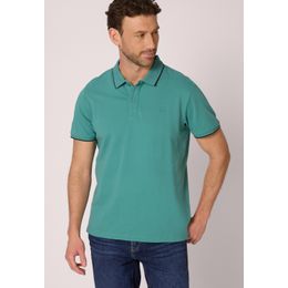 Poloshirt Street One MEN, Damen, Gr. L (42), caribbean gr&uuml;n, Web, 100% Baumwolle, unifarben, normal normal, hoch geschlossener Ausschnitt, abgesteppt, Shirts, aus reiner Baumwolle