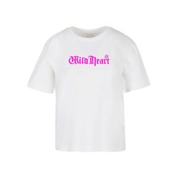 T-Shirt MISS TEE "Miss Tee Ladies Wild Pink Tee", Damen, Gr. L, wei&szlig;, 100% Baumwolle, bedruckt, normal, Rundhals, Shirts T-Shirt