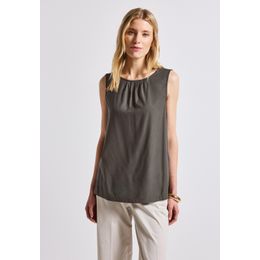Blusentop Street One, Damen, Gr. 42, braun (nomad braun), Stoff, 100% Viskose, unifarben, normal normal, Rundhals, abgesteppt, Blusen Blusentop, aus softer Viskose