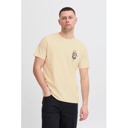 Rundhalsshirt Blend "BHJackson", Damen, Gr. L, beige (bleached sand), Feinstrick, 100% Baumwolle, bedruckt, normal normal, Rundhals, normaler Saum, Shirts Rundhalsshirt, L&auml;ssiges T-Shirt mit Backprint