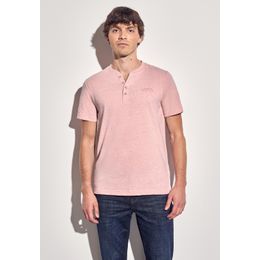 T-Shirt Street One MEN, Damen, Gr. L (42), orange (pastel peach), Stoff, 50% Polyester, 38% Baumwolle, 12% Viskose, unifarben, normal normal, Rundhals, B&uuml;ndchen, Shirts T-Shirt, aus softem Materialmix