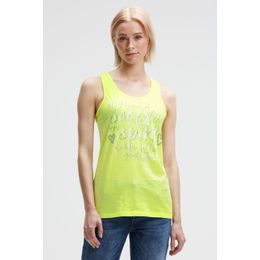 Tanktop SOCCX, Damen, Gr. L, electric lemon, Single Jersey, Material: 100% Baumwolle, Glitzermuster, bedruckt, slim fit normal, Rundhals, Tops Tanktop, aus Baumwolle